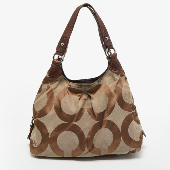 Coach | Bags | Coach Brownbeige Signature Canvas And Leather Shoulder ...